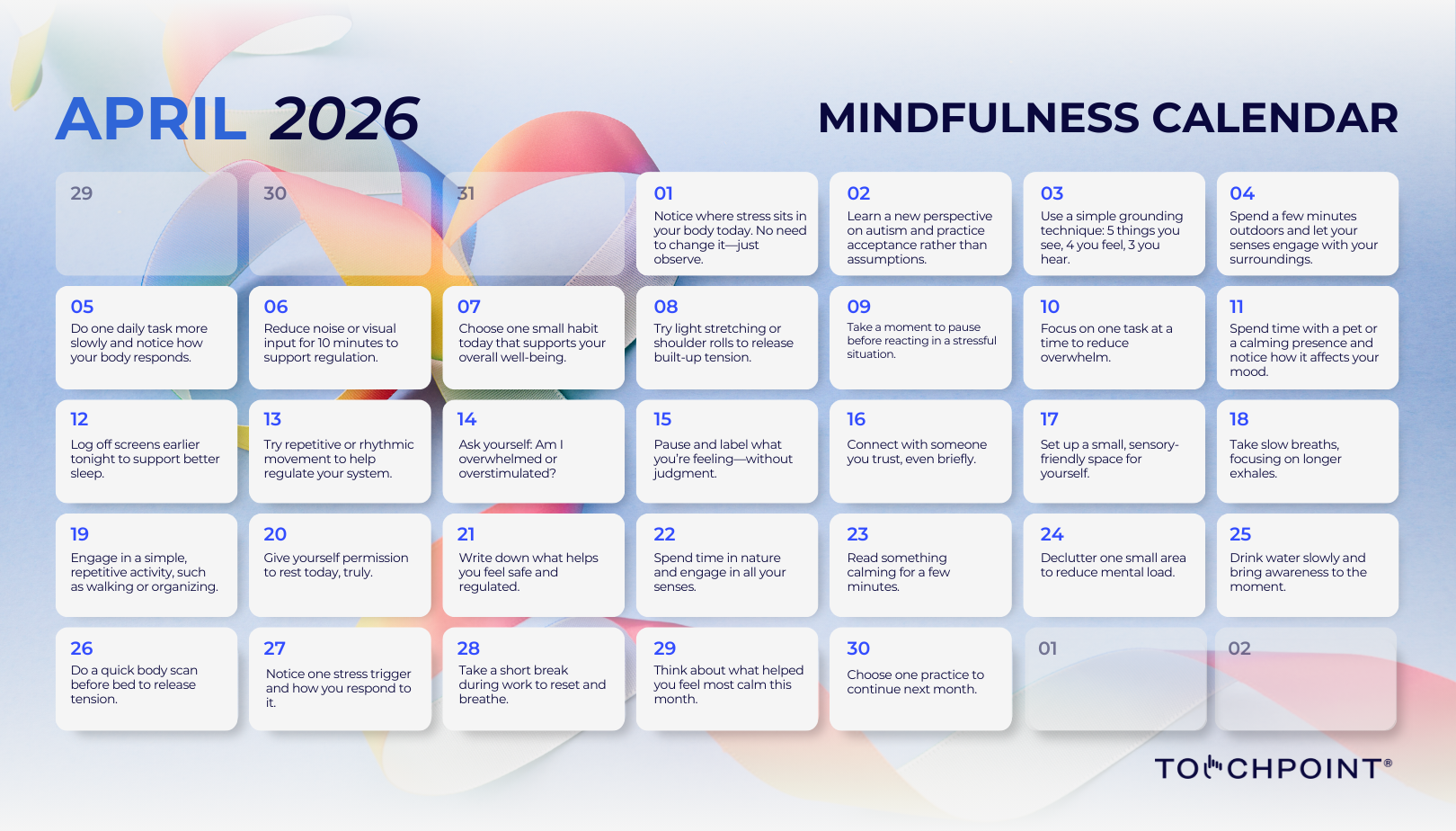 The April 2026 Mindfulness Calendar is Here! – TheTouchPoint Solution™
